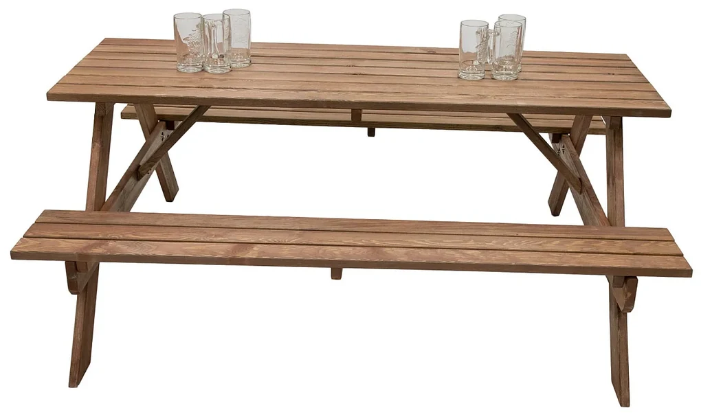DEOKORK Masívny drevený pivný set z borovice 200 cm hrúbka 30 mm ...