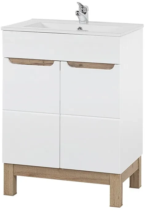 Skrinka pod umývadlo Bali so zápustným umývadlom 60 cm biela/dub wotan ...