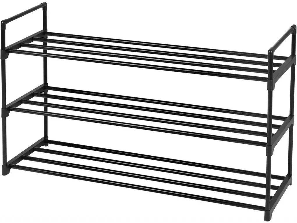 SONGMICS Kovový sklápací botník 3 police čierny | BIANO