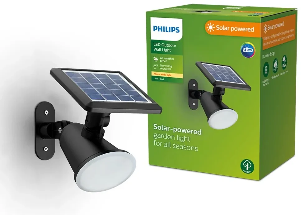 Záhradné nástenné svietidlo Solárne vonkajšie fasádne svietidlo LED 1,4 W 150 lm 2700K čierna ...