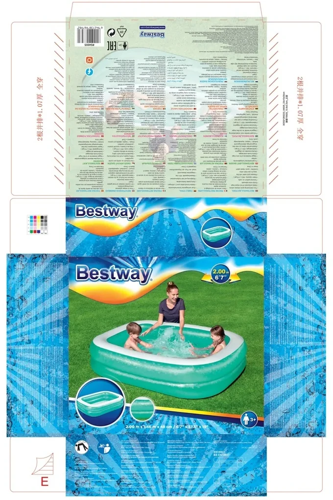 Bestway Zelený štvorhranný rodinný bazén, 200 x 146 x 48 cm | BIANO