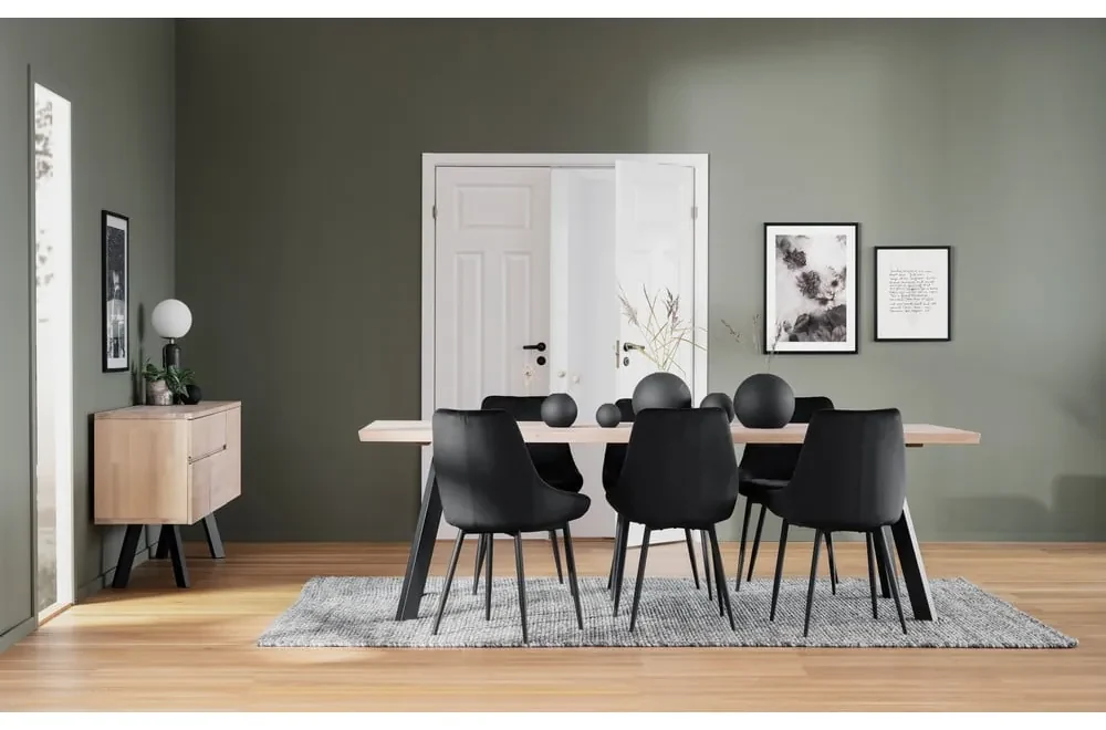 Čierne zamatové jedálenské stoličky v súprave 2 ks Sierra - Rowico | BIANO