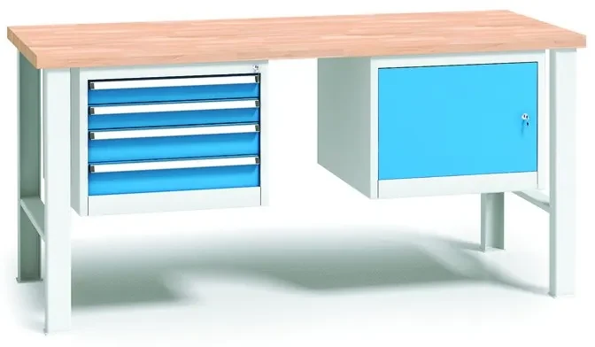 Pracovný stôl do dielne WL so závesným boxom a skrinkou na náradie ...