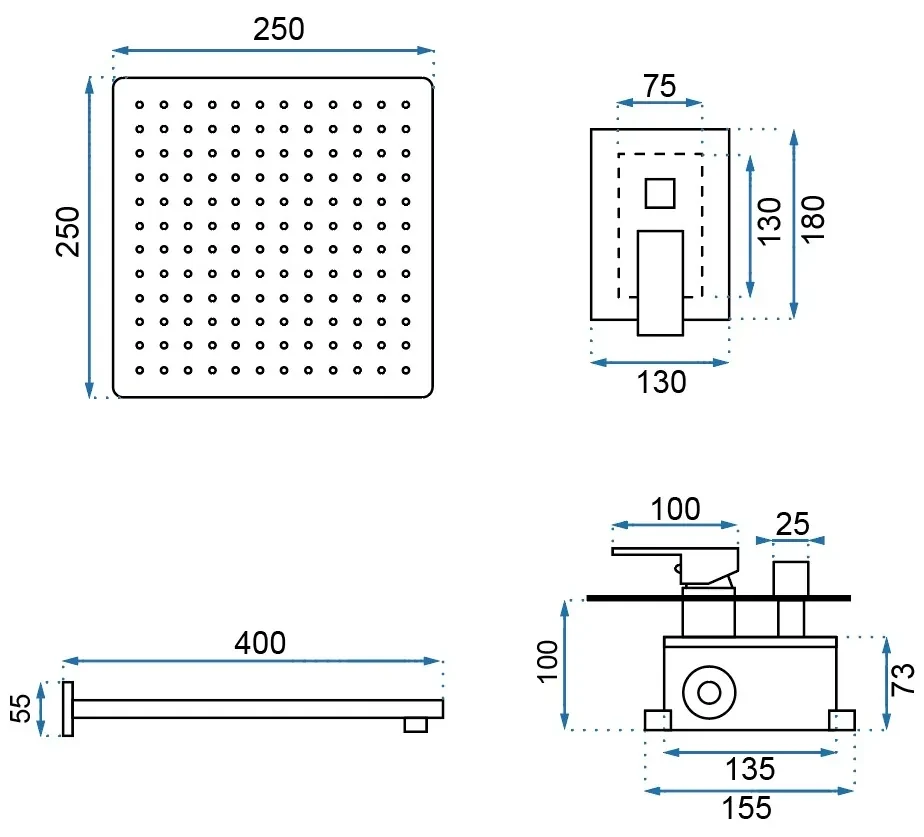 Podomietkový sprchový set Rea Fenix zlatý | BIANO