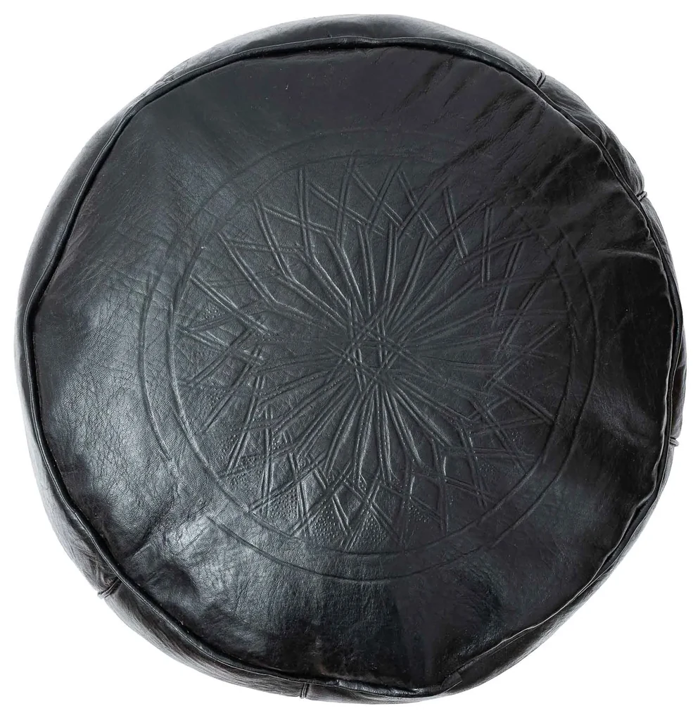 Kožená taburetka čierna | BIANO