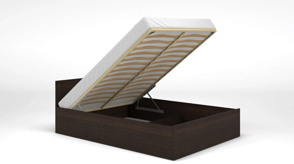 Posteľ s matracom, roštom a úložným priestorom - WENGE - šírka 140cm ...