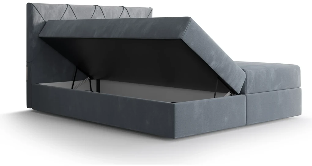 Manželská posteľ Boxspring 180 cm Athena (sivomodrá) (s matracom a ...