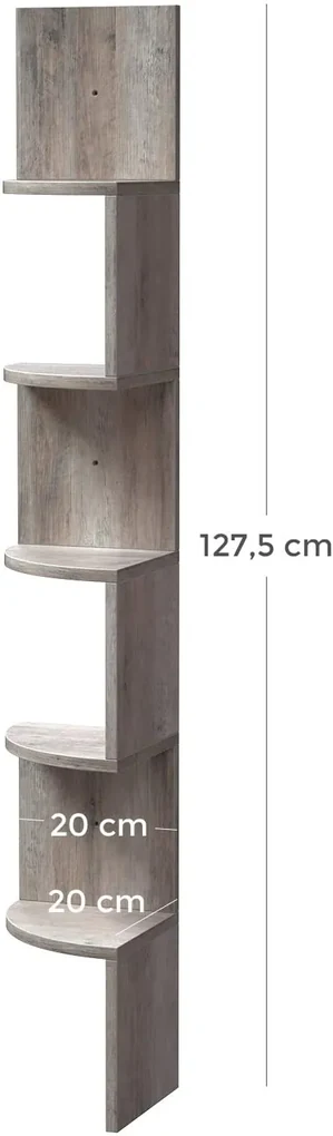 Rohová polica VASAGLE Nora sivá | BIANO