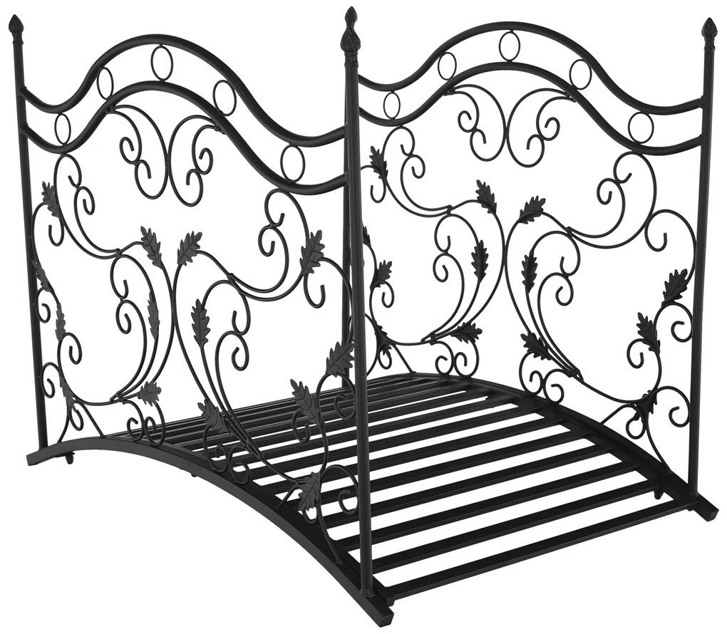 Dekoratívny záhradný mostík, čierny kov, RENAL | BIANO