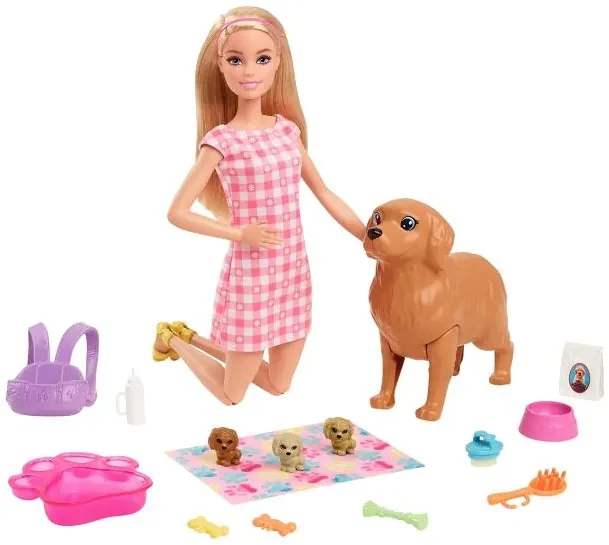 Barbie Bábika so psíkmi/mačacím oblečením (so psom a šteniatkami ...