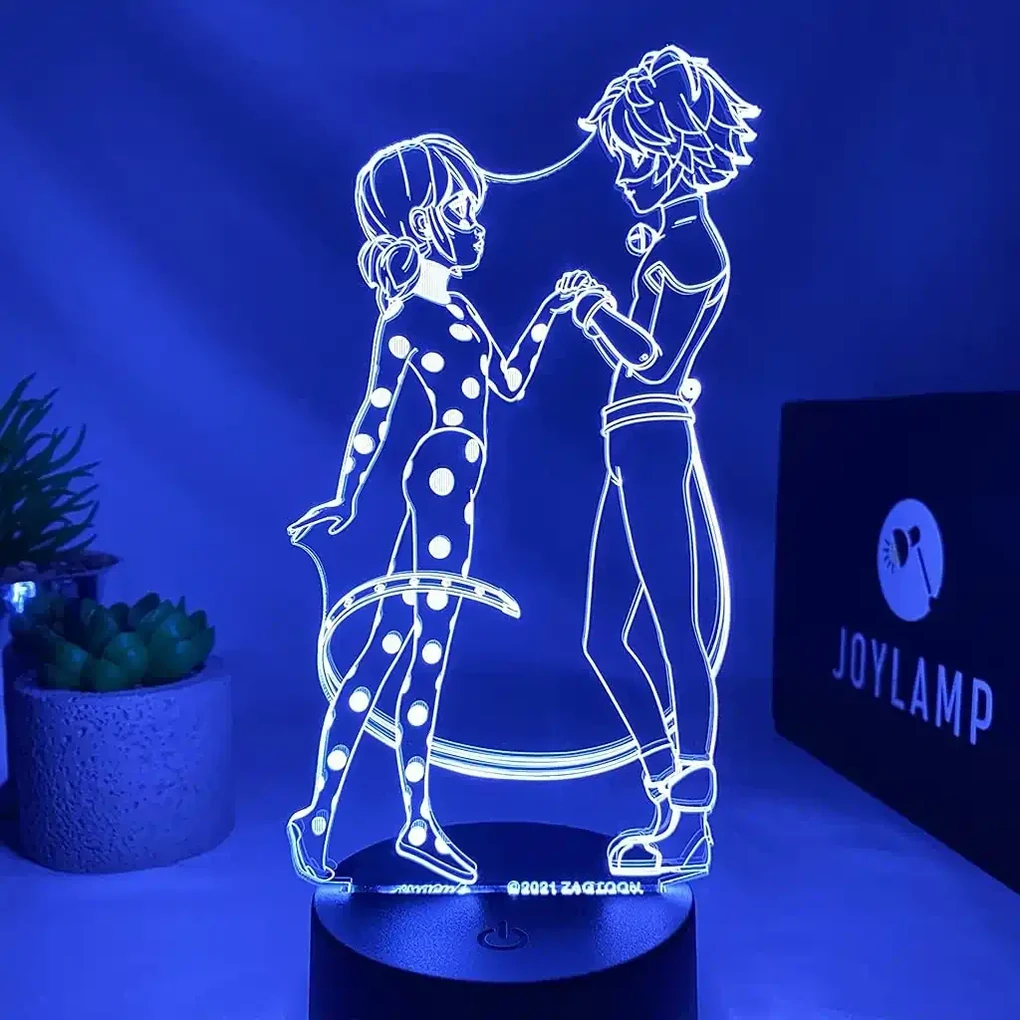 3Dmix 3DL-DRGB063 – 3D LED nočná lampa - Kúzelná Lienka a Čierny Kocúr ...