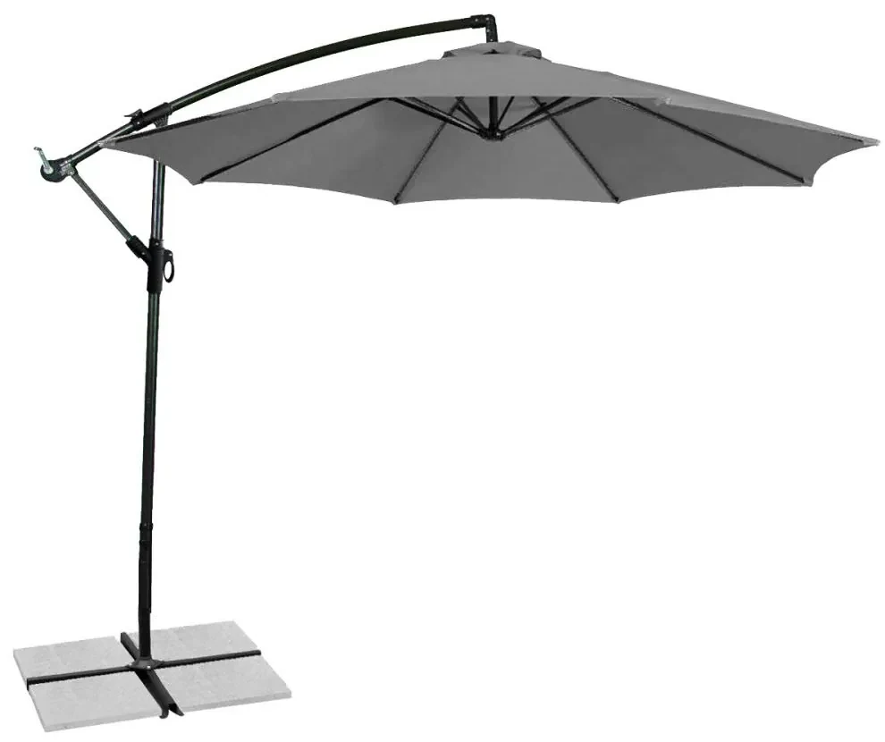 Veľký polohovateľný slnečník AVENBERG SUNNY 300, priemer 3M, sivá | BIANO