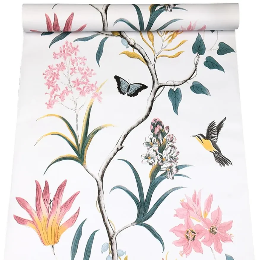 Samolepiace tapety 45 cm x 10 m IMPOL TRADE florálny vzor s vtáky ...