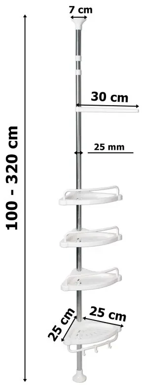 Kúpeľňová polica rohová biela | BIANO