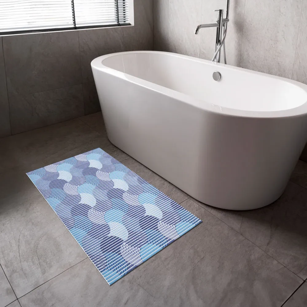 Kúpeľňová penová rohož / predložka PRO-035 Modro-biele vlnky - metráž ...