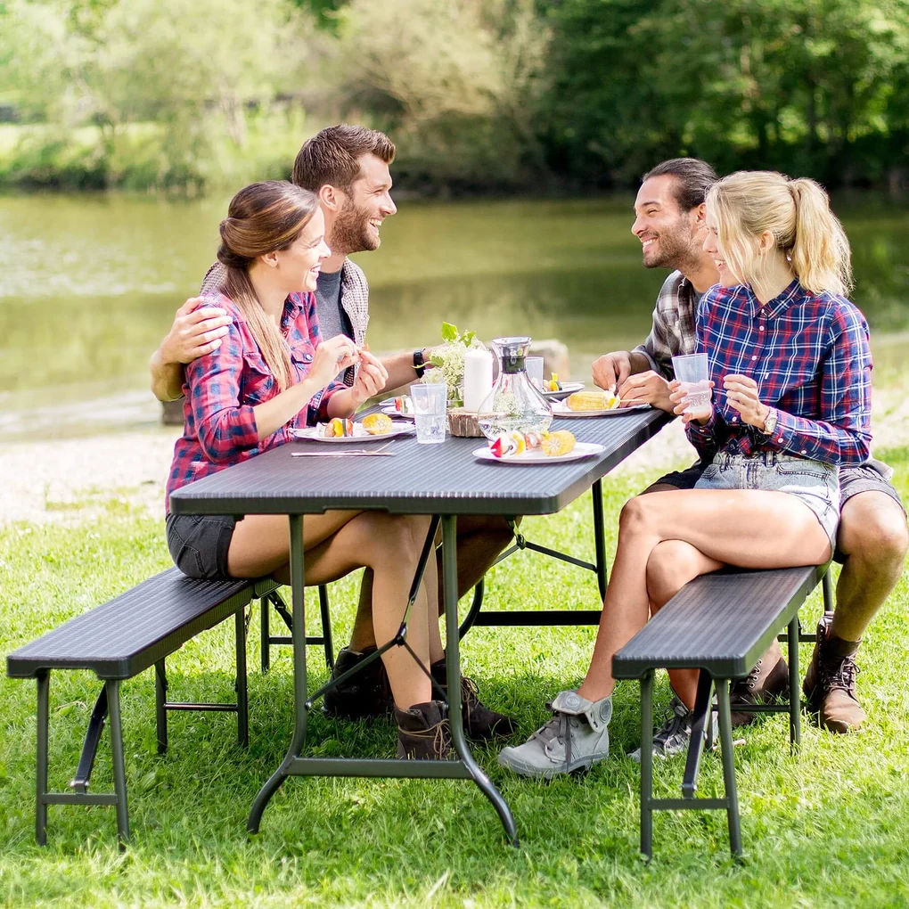 tectake 402209 záhradný pivný set campingový stôl a lavice skladacie ...