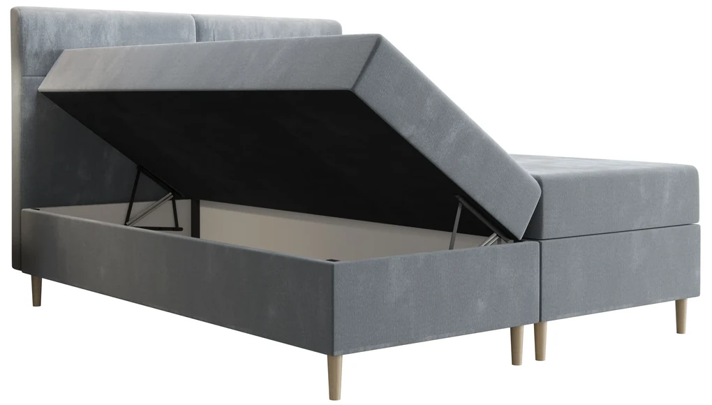 Manželská posteľ Boxspring 160 cm Saruta (svetlomodrá) (s matracom a ...