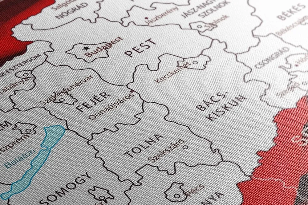 Obraz mapa Maďarska s typickým pozadím | BIANO