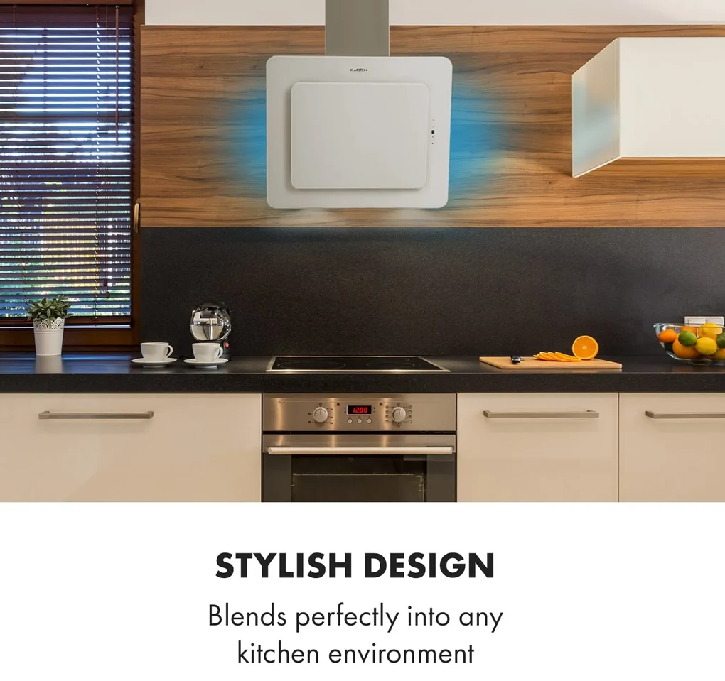 Helena 60, digestor, 60 cm, nástanný, 595 m³/h, LED displej, biely | BIANO