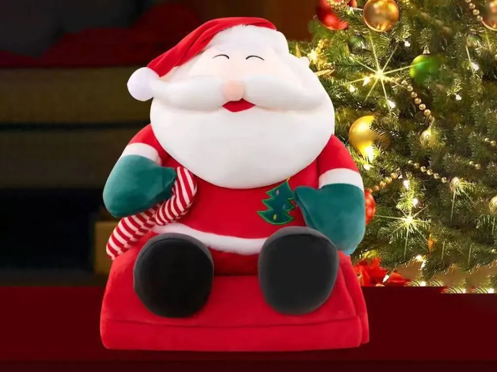 Plyšový SANTA 25 x 55 cm s detskou dekou 110 x 170 cm vo vnútri červený | BIANO