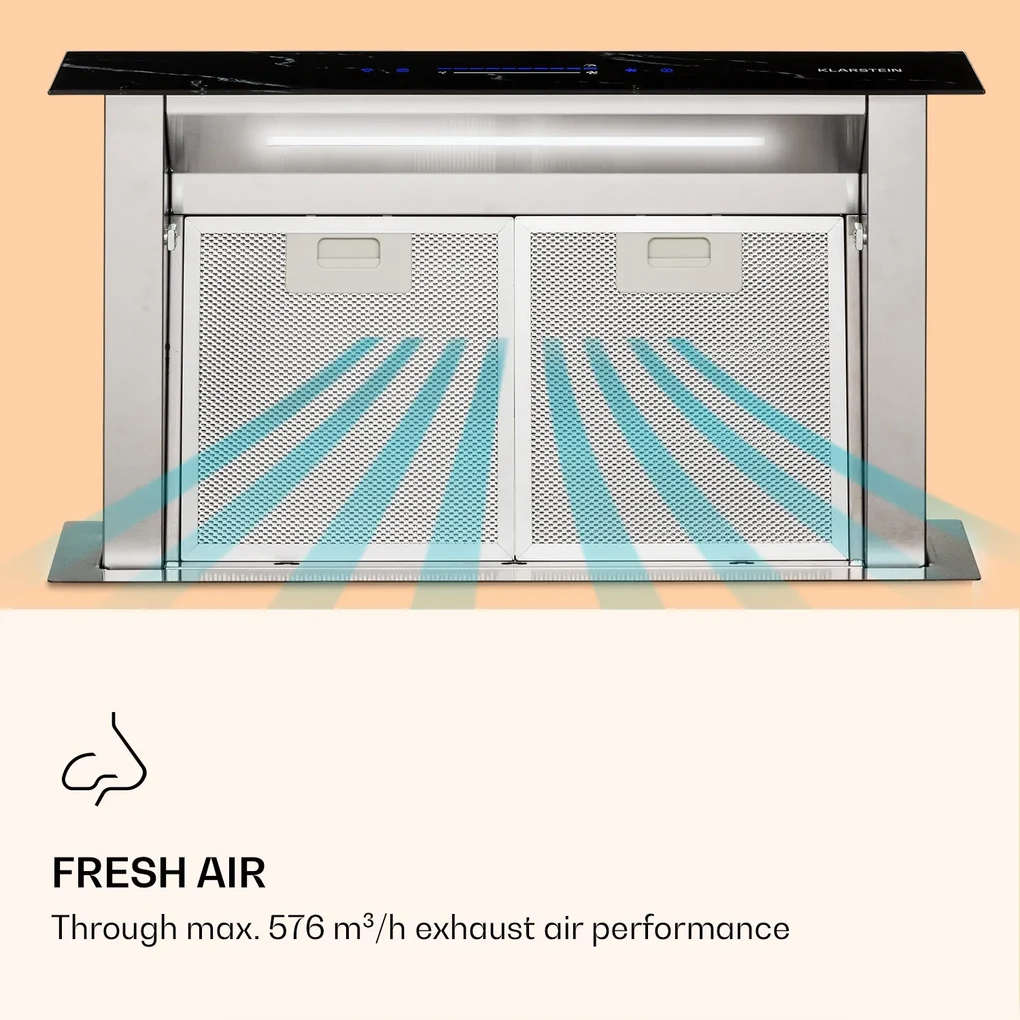 Royal Flush Eco, digestor, 60 cm, výsuvný, 576 m³/h, A+, čierny | BIANO