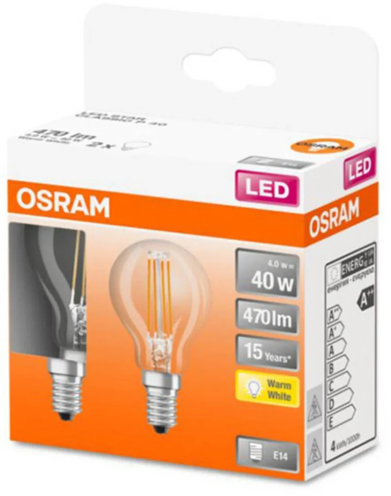 OSRAM Classic P LED žiarovka E14 4W 2.700K číra | BIANO
